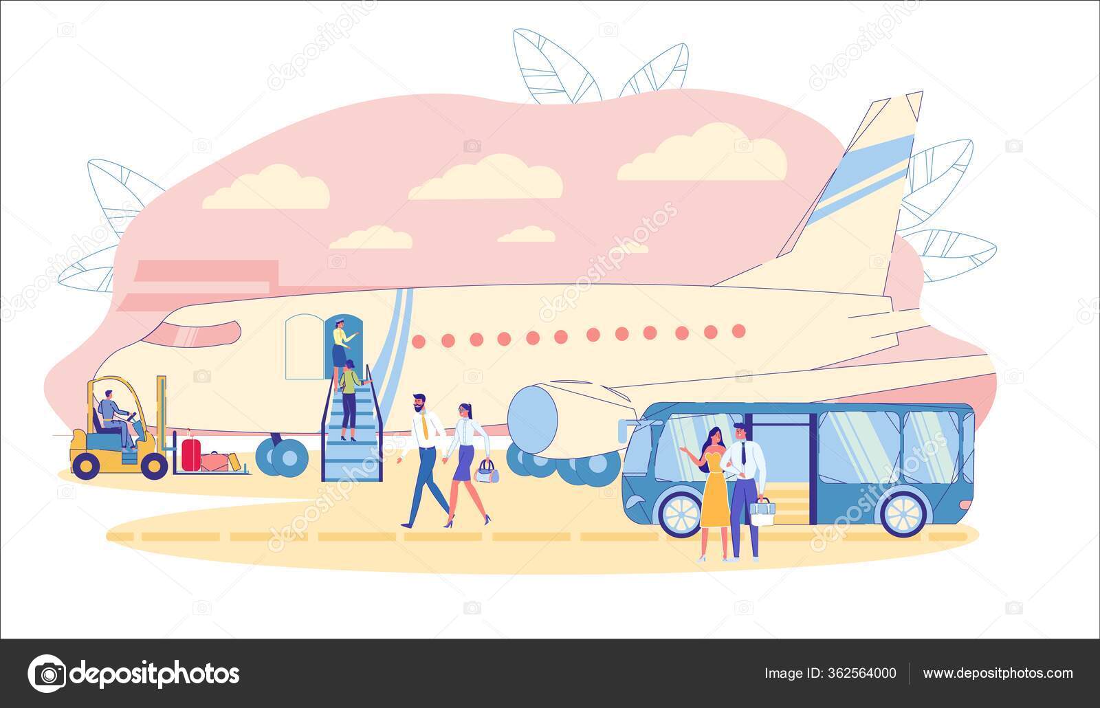 Bus brings VIP First-class Passengers to Plane. Stock Vector by ...