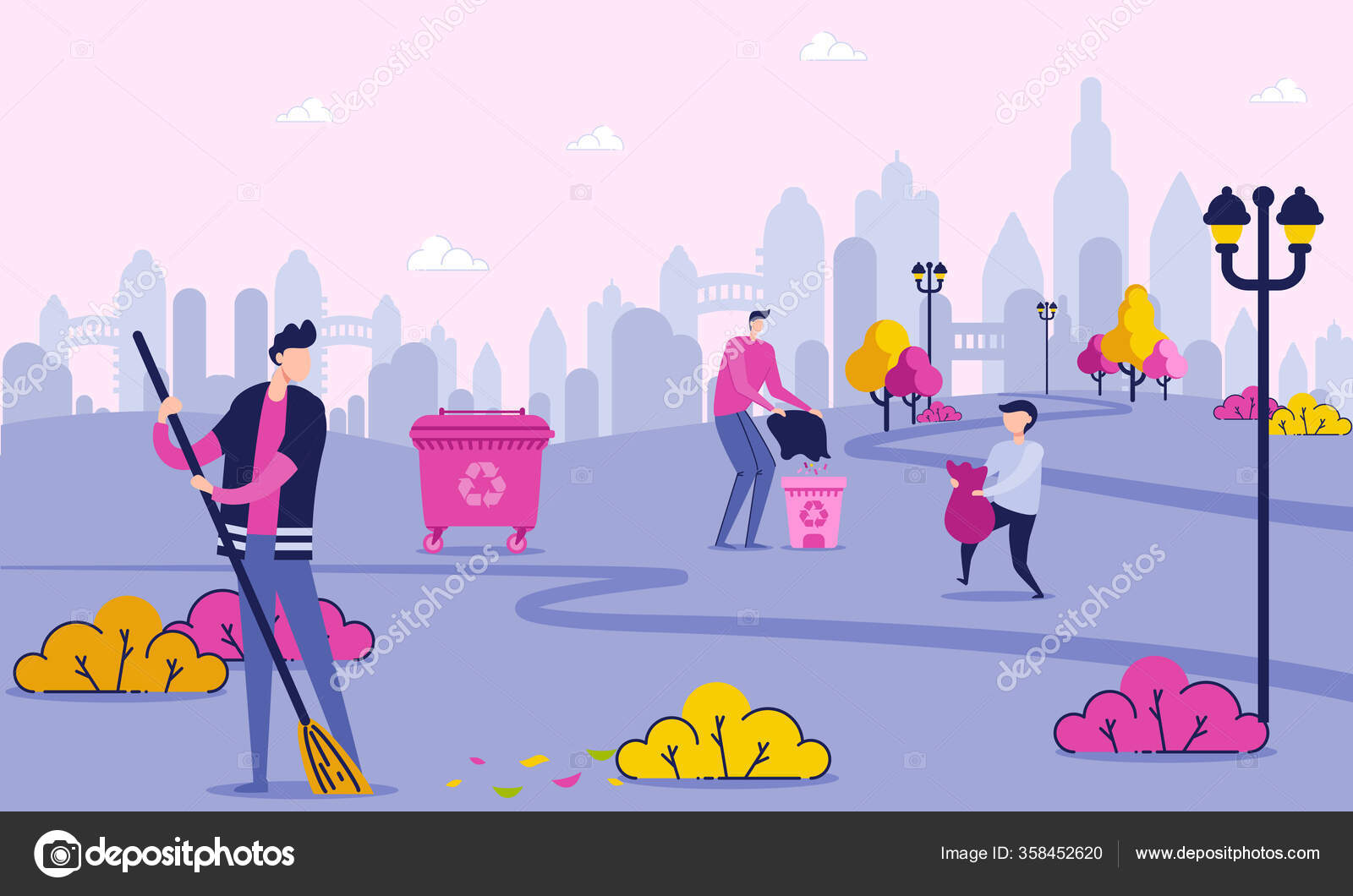 People Cleaning The Streets Cartoon