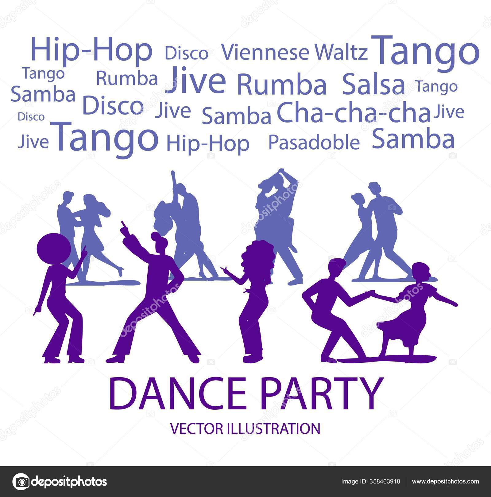 Dance Party Banner with Dancing People Silhouette Stock Vector Image by ...