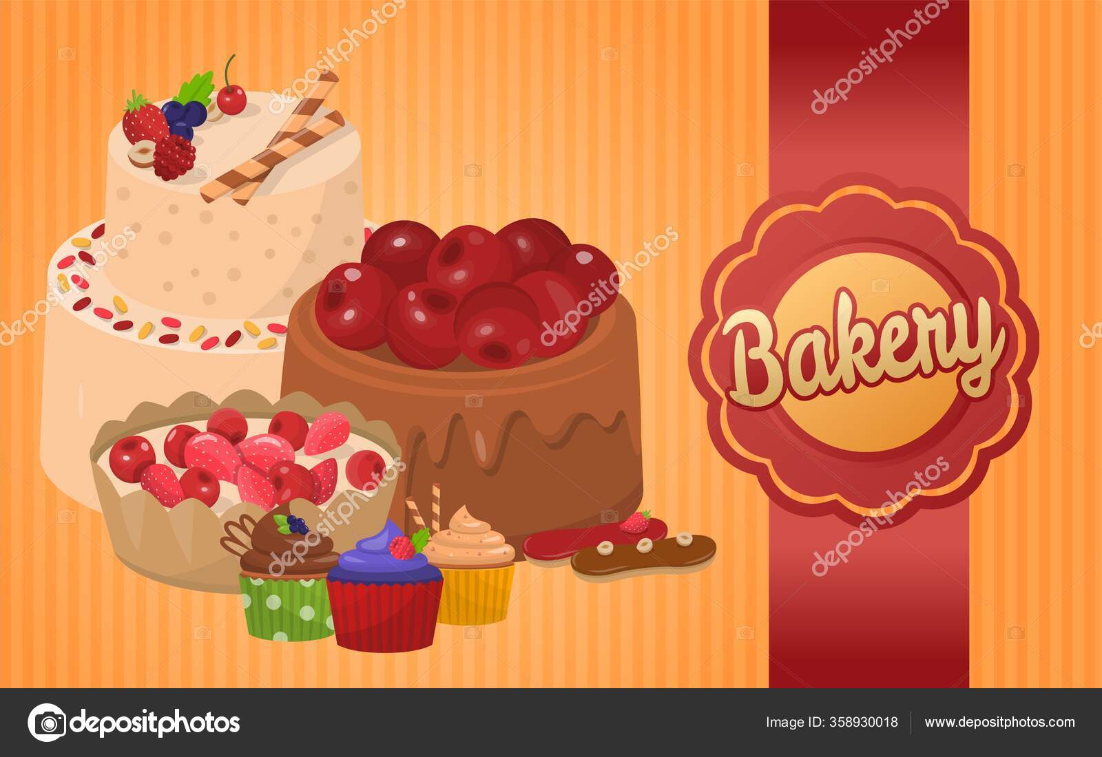 Advertising Poster with Cakes and Bakery Label Stock Vector by ©unitone ...