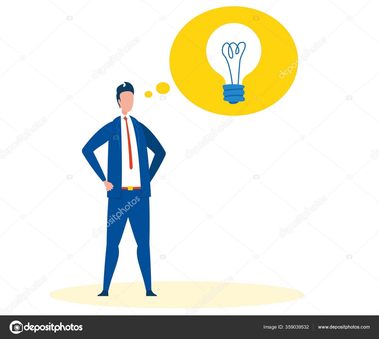 Visionary Man Having Plan Flat Vector Illustration Stock Vector Image ...