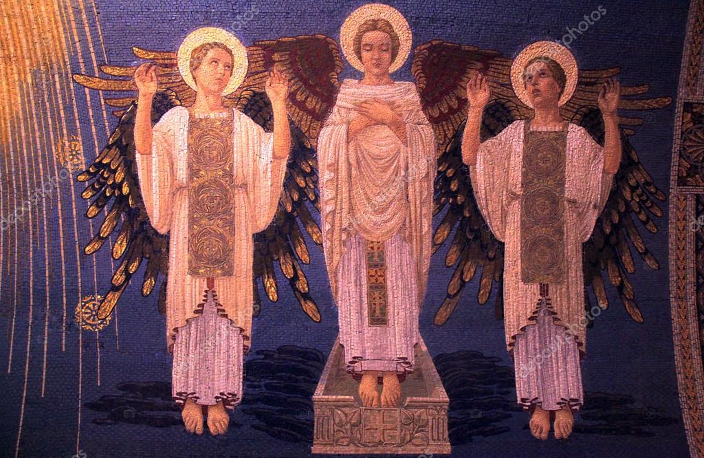 Angels mosaic on the wall of church, Israel – Stock Editorial Photo ...