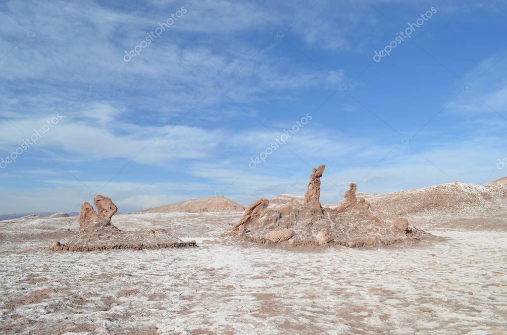 Formaciones rocosas en el Valle de la Luna, cerca de San Pedro de ...