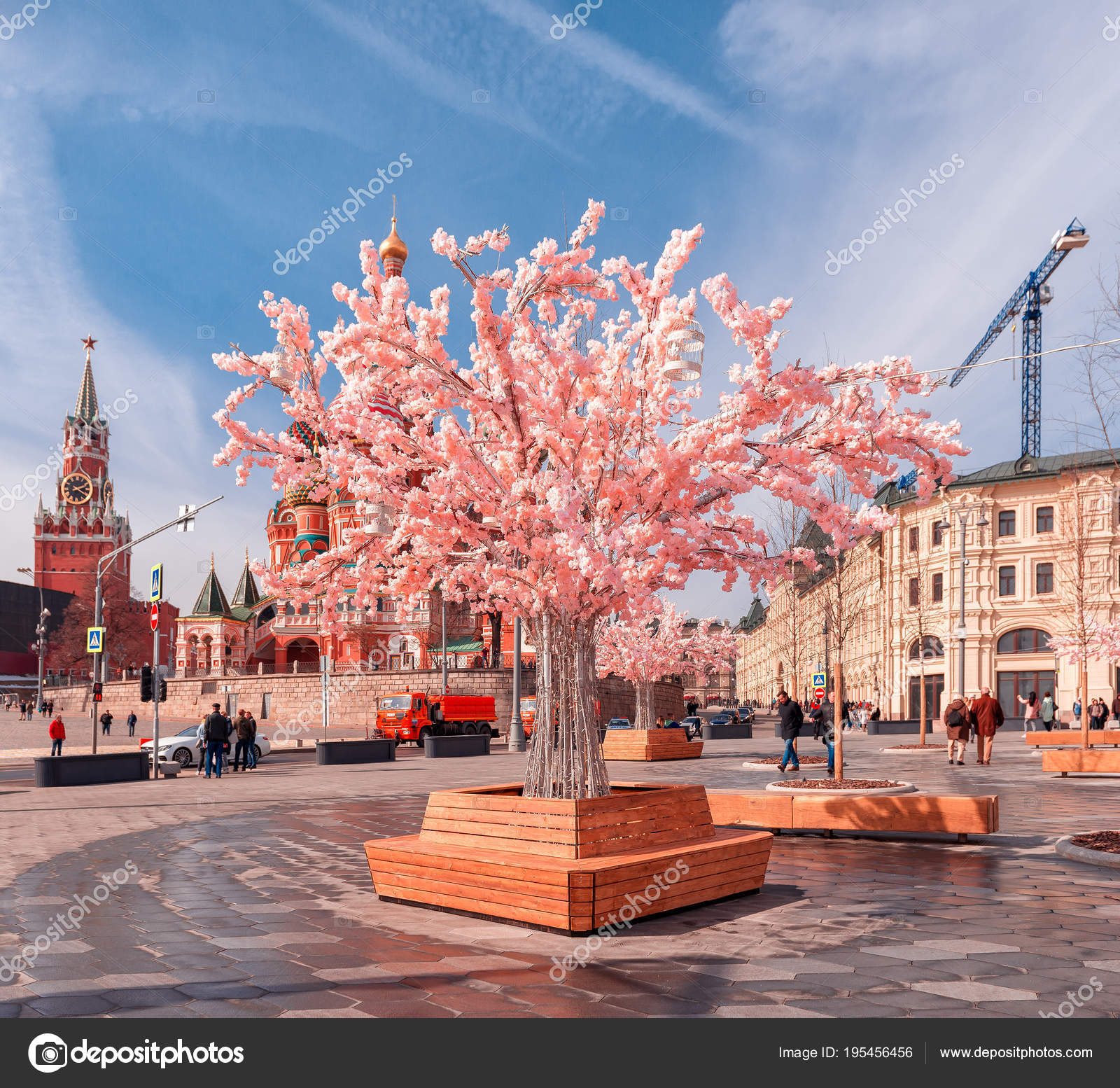 Vasilyevsky Descent Basil Cathedral Moscow Spring Day Russia Moscow ...