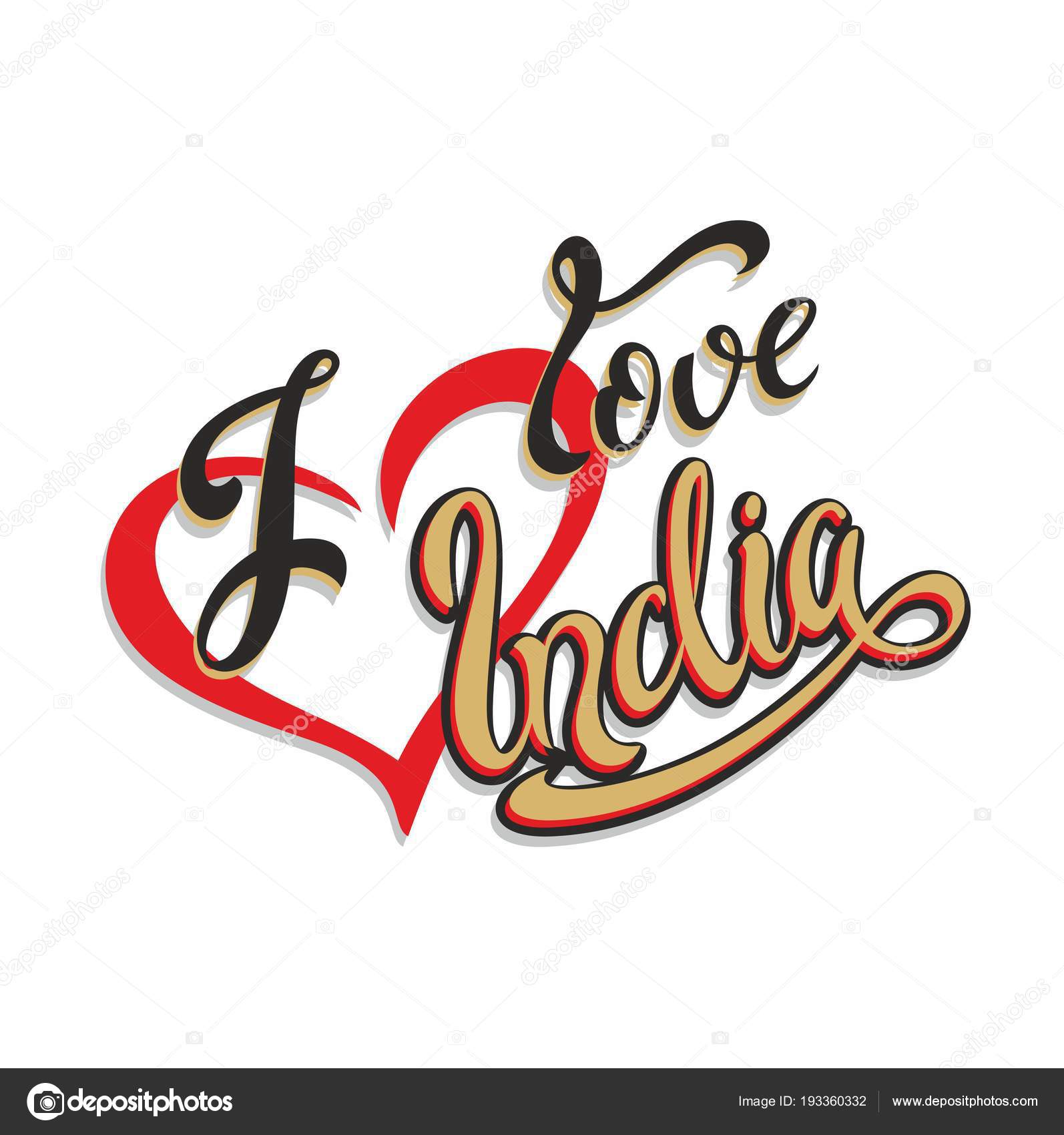 Love India Lettering Travel Design Concept Tourism Industry Vector ...