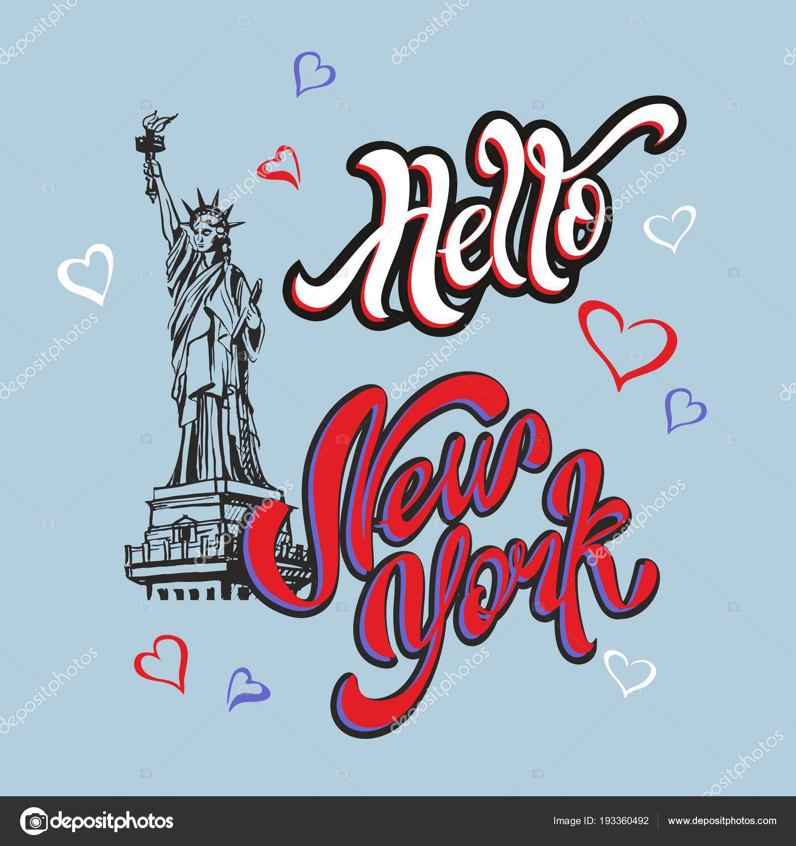 Hello New York. Lettering. Travel. a trip to the United States. The ...