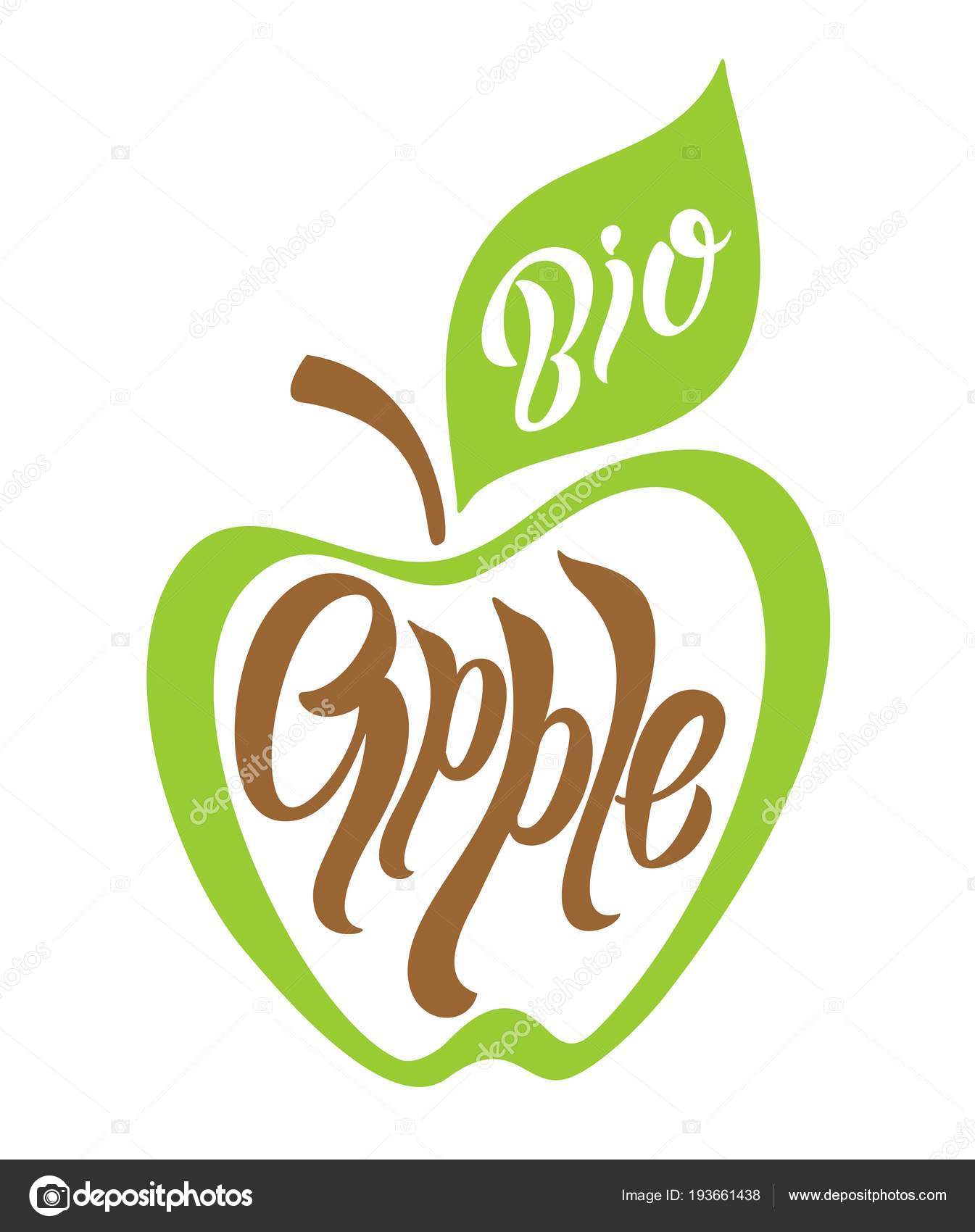 Apple.Lettering.Calligraphy. Fruit. Bio. Healthy eating. Vector ...