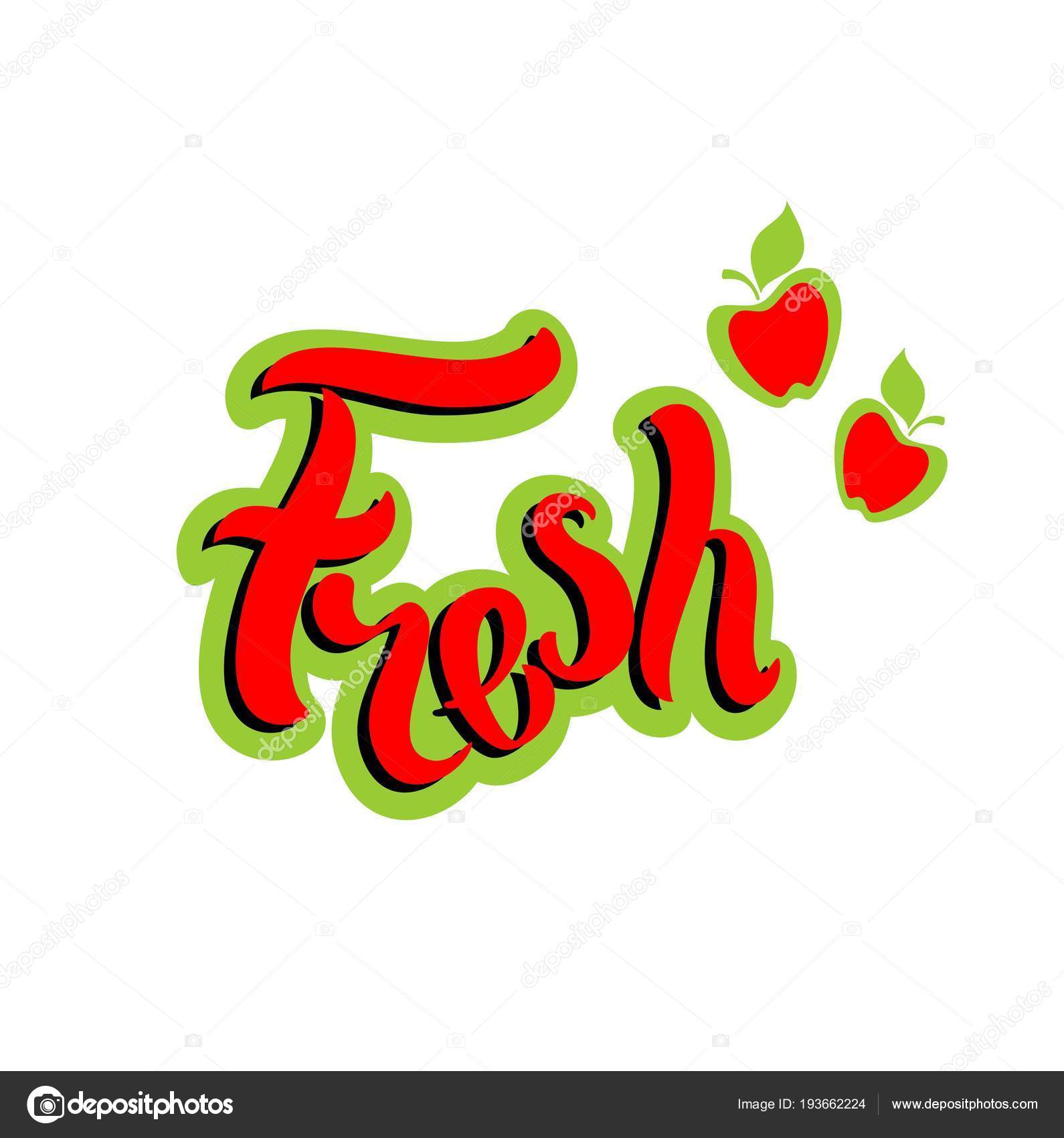 Fresh. Lettering. Freshly squeezed juice. Apple.Concept design for ...