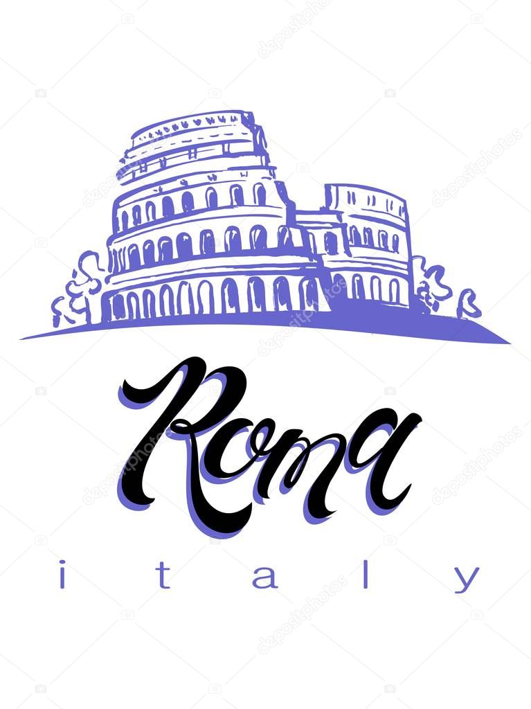 Diseño para la industria turística. viaje a Italia. Ciudad de Roma ...