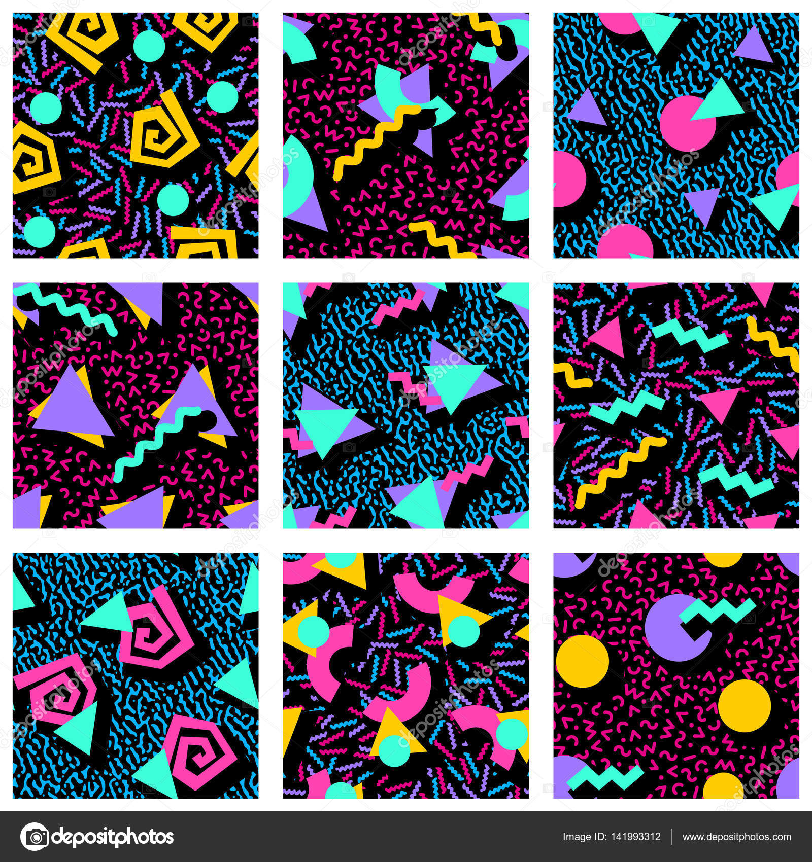 Set of vibrant geometric patterns Stock Vector Image by ©karolinal ...