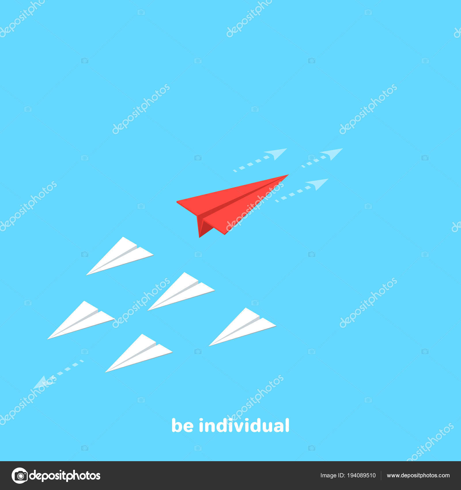 Red Paper Airplane Flies Direction Group Other Airplanes Isometric ...