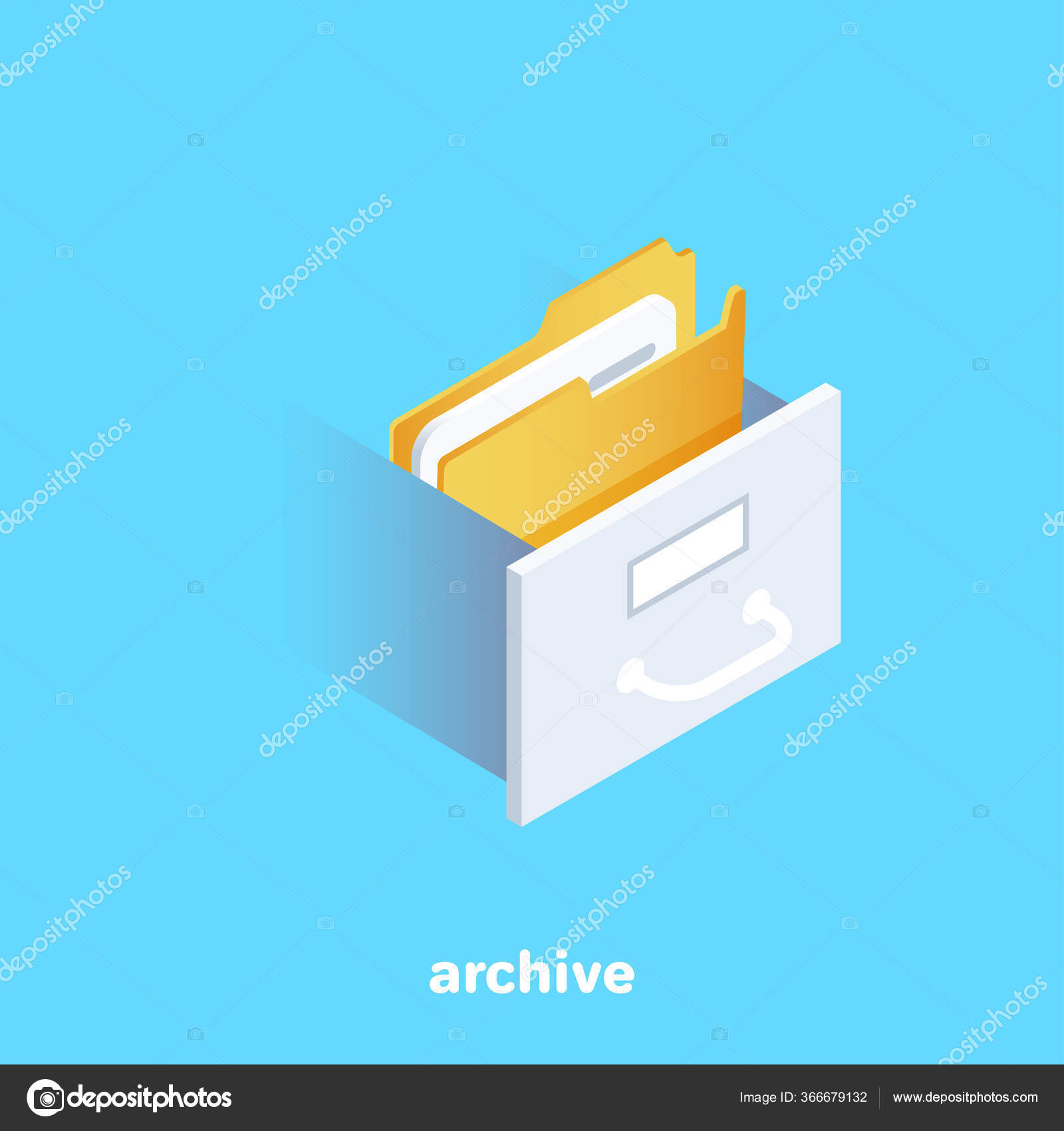 Isometric Vector Image Blue Background Business Concept Folder ...