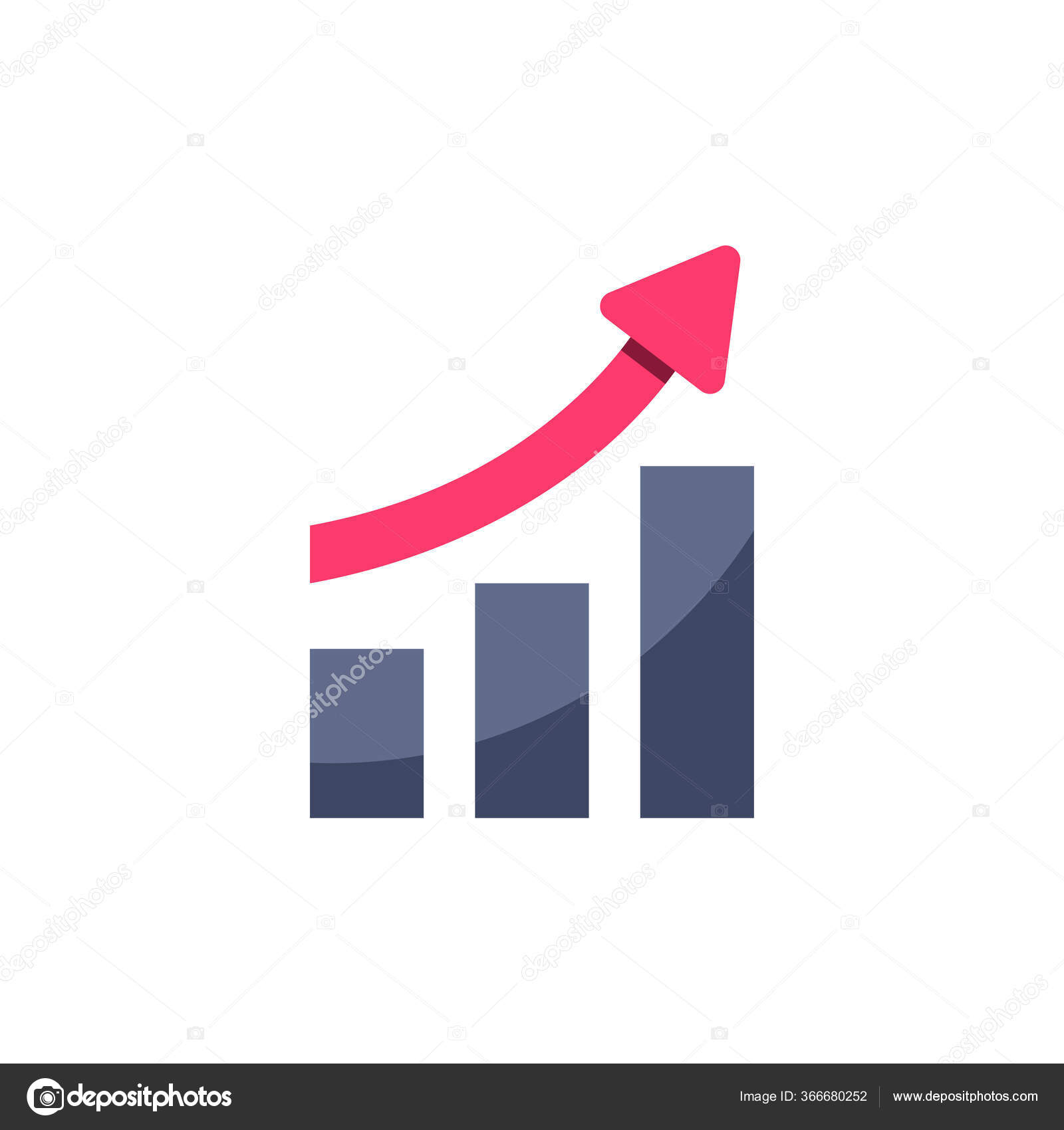 Flat Vector Image White Background Arrow Tending Top Rising Chart Stock ...