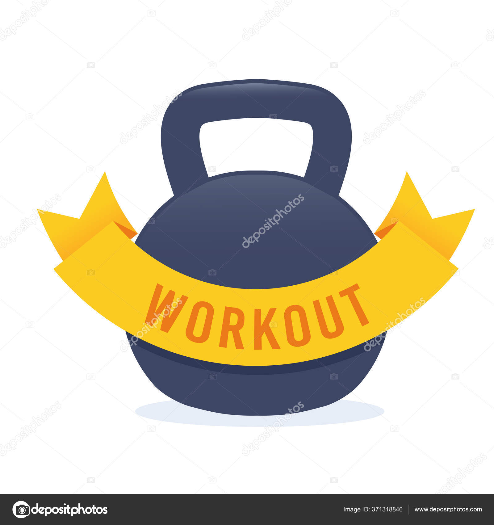 Imagen Vectorial Plana Sobre Fondo Blanco Icono Kettlebell Cinta Con — Vector De Stock