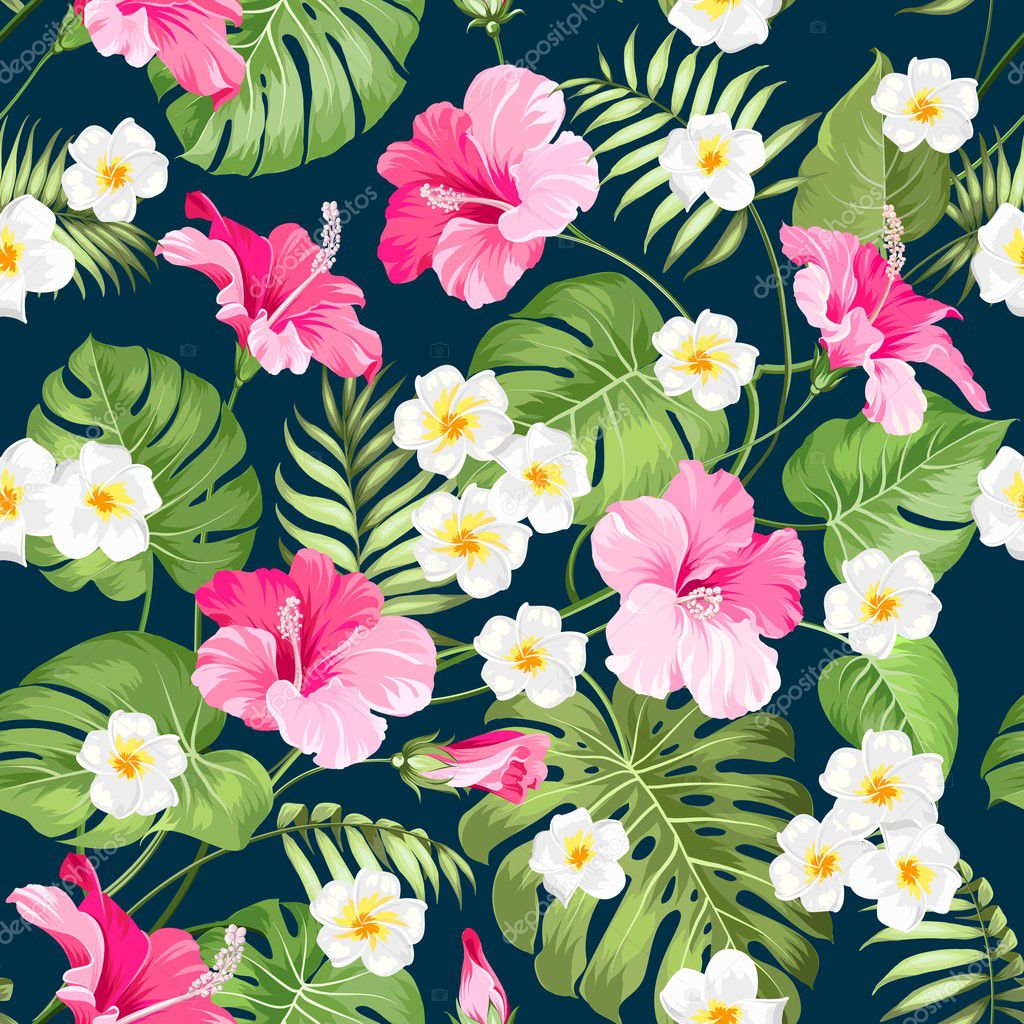 Flores tropicales y palmeras de la selva. 2025