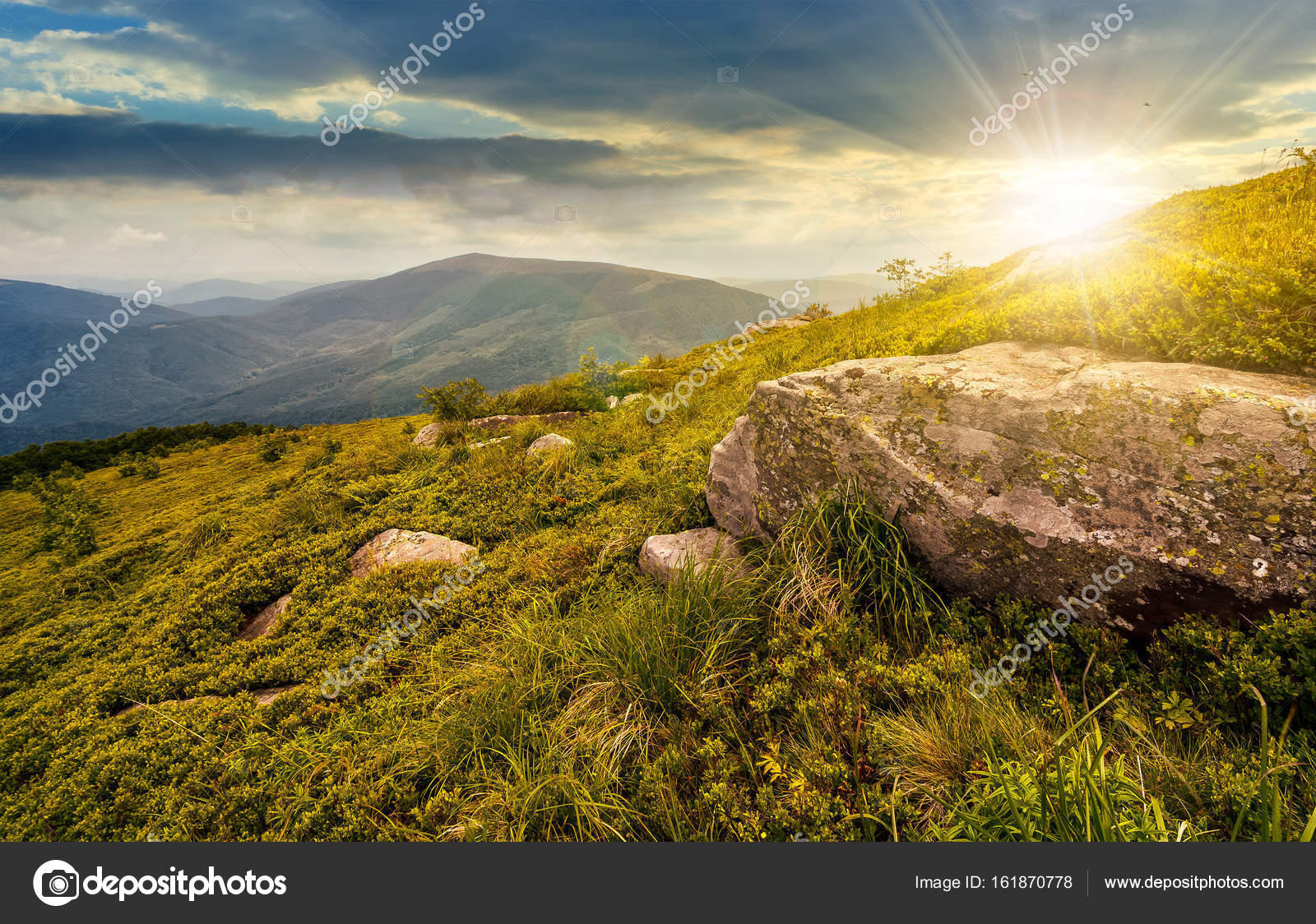 Grassy Hillside Sunset