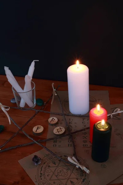 Occult Magic Symbolism Ritual Runes Tarot Cards Stock Photo by ©lenanav ...