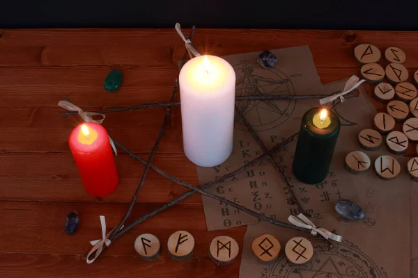 Occult Magic Symbolism Ritual Runes Tarot Cards Stock Photo by ©lenanav ...