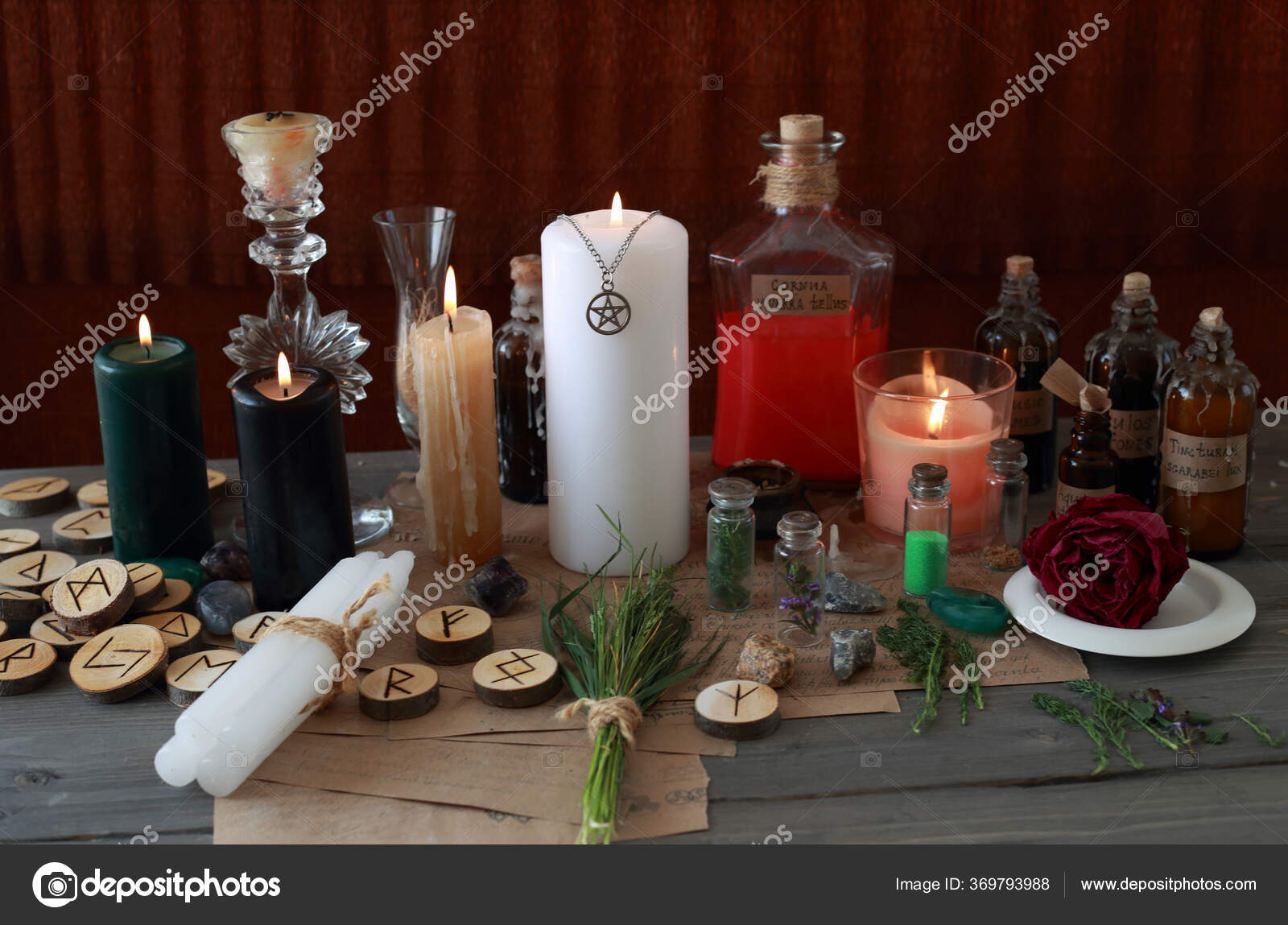 Magic Ritual Runes Pentagram Magical Attributes — Stock Photo © lenanav ...