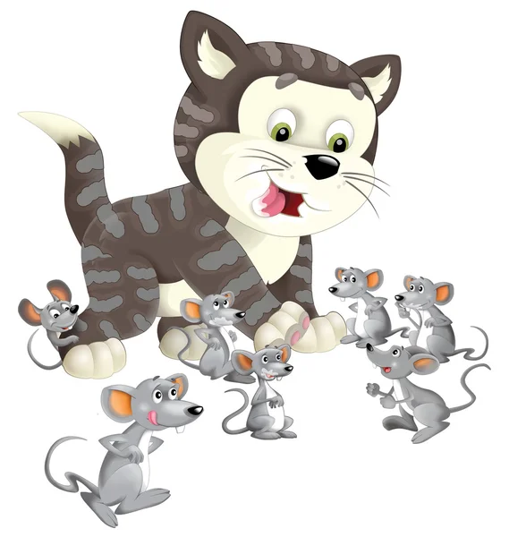 Cartoon happy group of mice - isolated - illustration for children ...