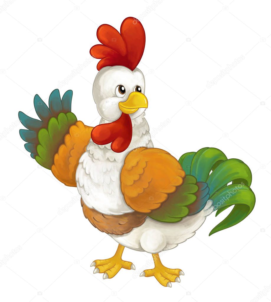 Cheerful rooster is standing, smiling and looking Stock Illustration by ...