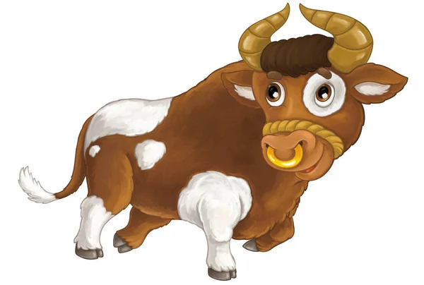 Cheerful bull is running, smiling and looking — Stock Photo ...