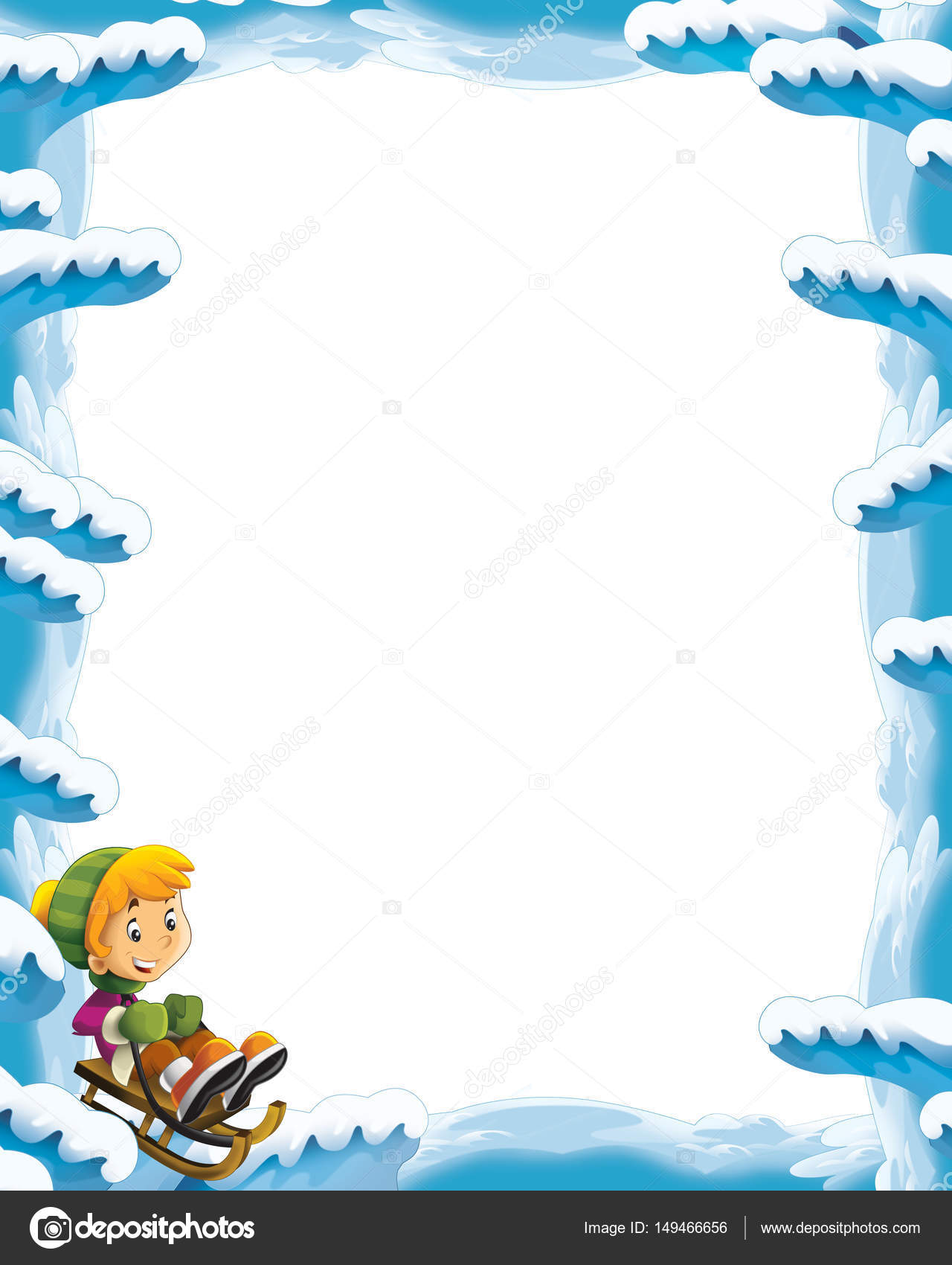 Cartoon snow and ice frame for different usage Stock Photo by ...