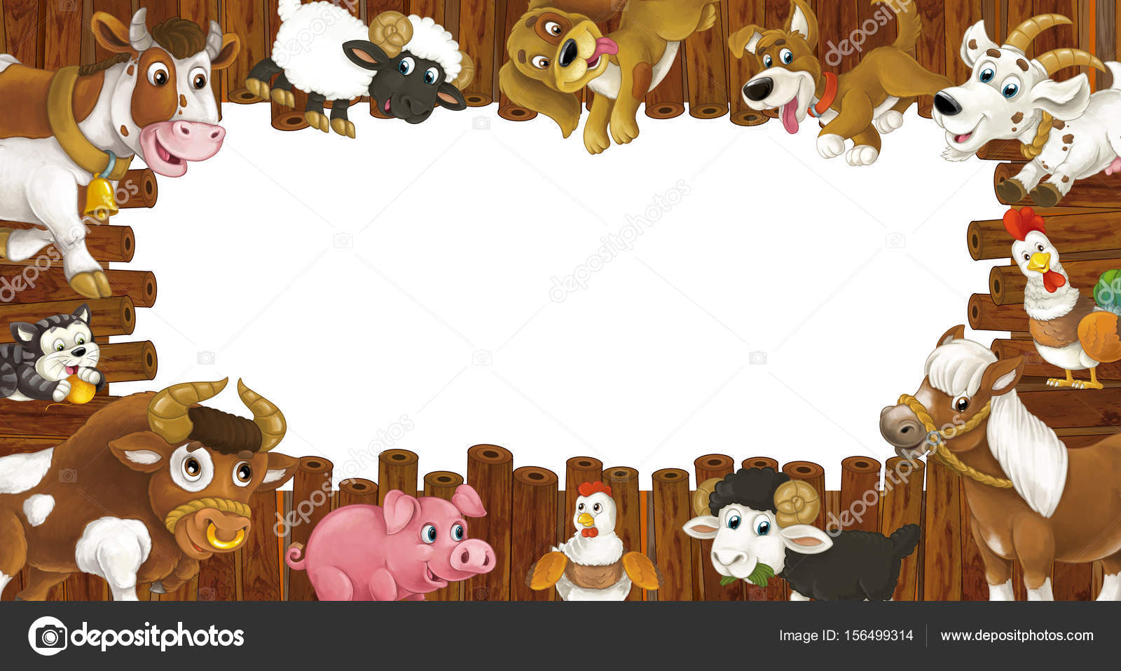 Wooden frame with different farm animals Stock Illustration by ...