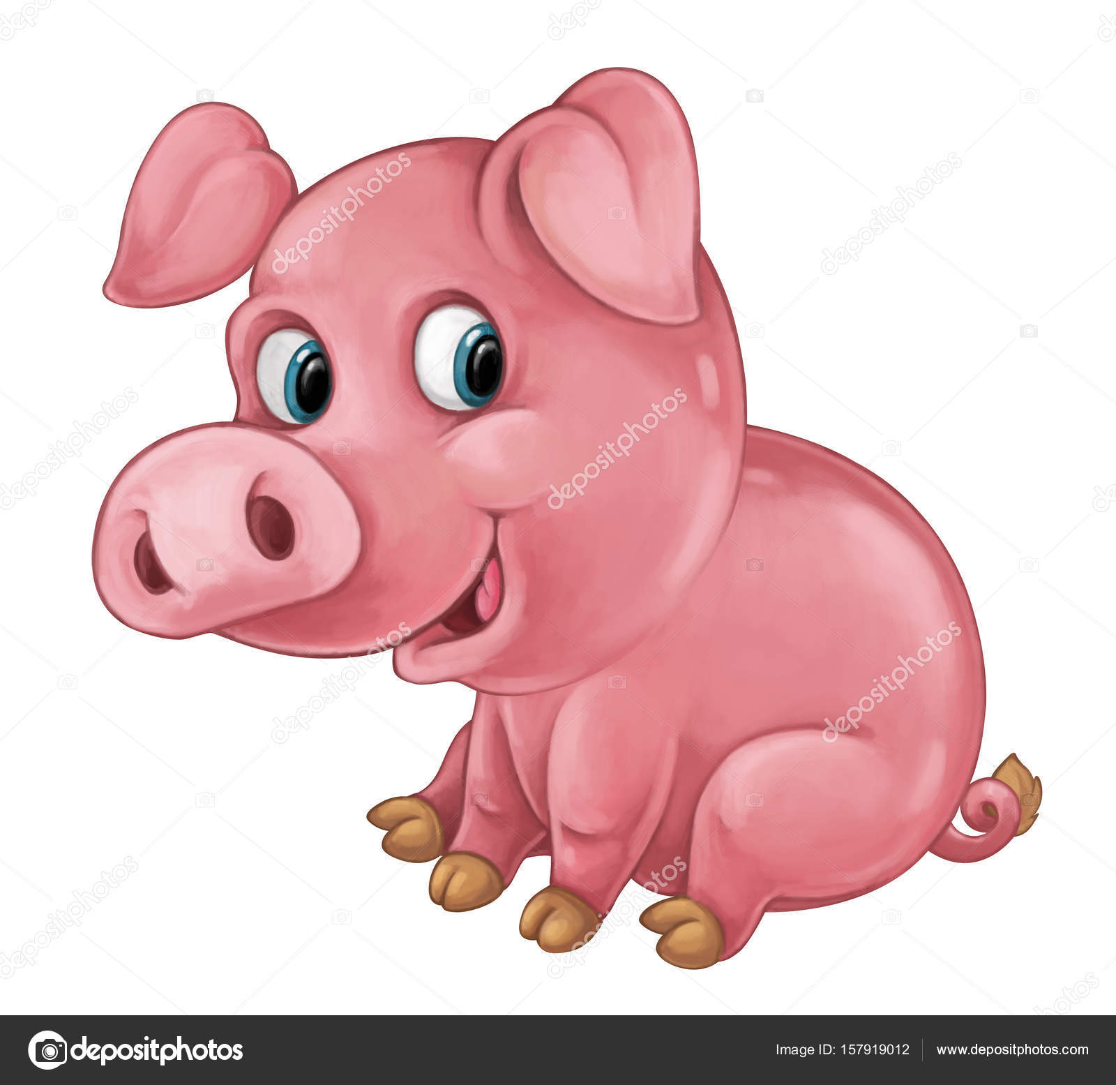 Cartoon happy pig is looking and smiling Stock Illustration by ...