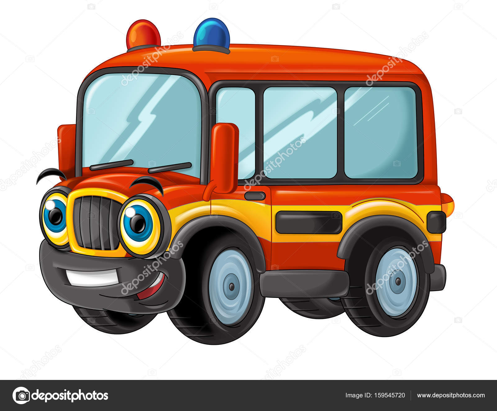 Cartoon fire fireman bus Stock Illustration by ©illustrator_hft #159545720