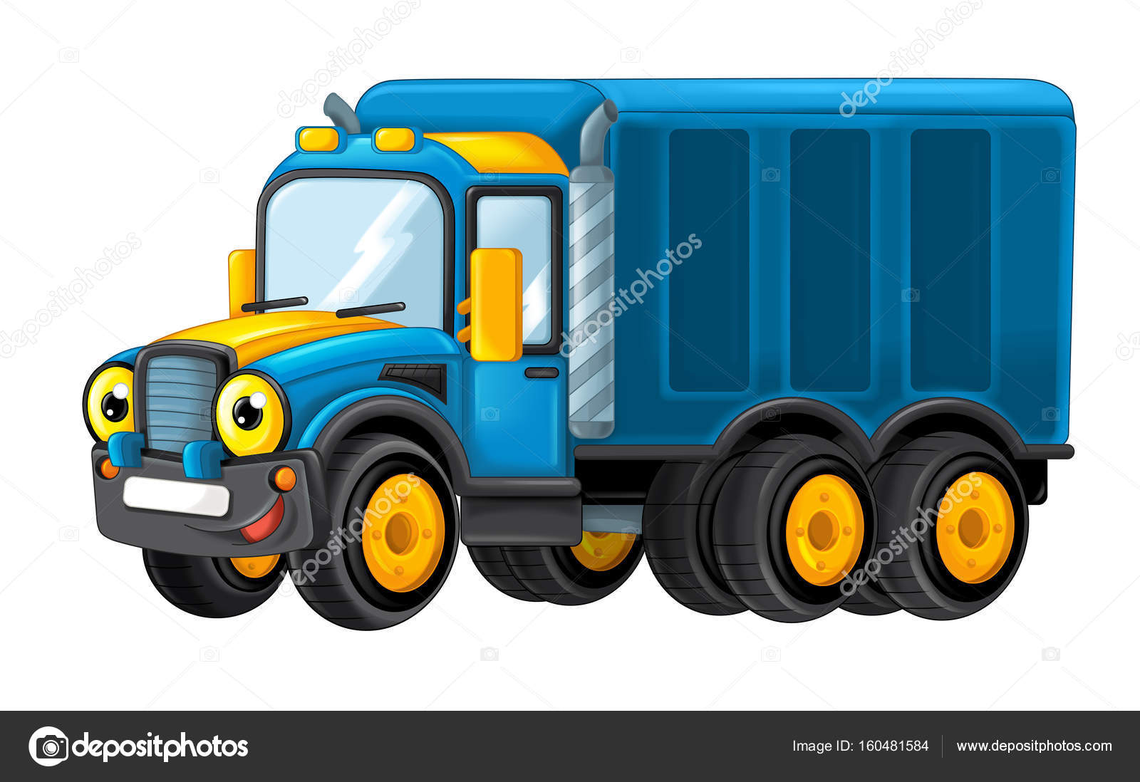 Cartoon happy last lastbil med släp – illustration av ©illustrator_hft ...