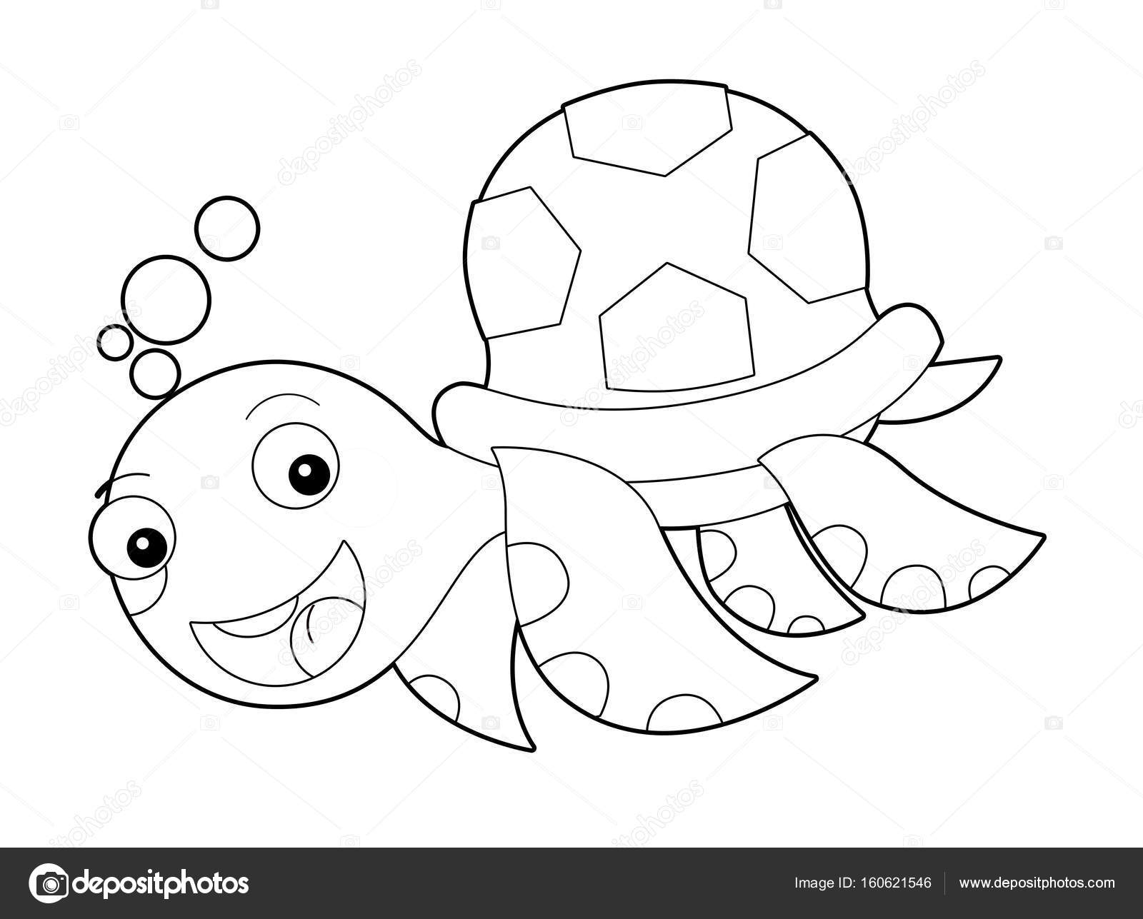 Sea turtle swimming - with coloring page Stock Illustration by ...