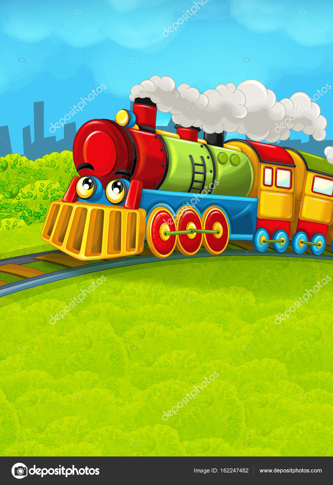 Cartoon train scene on the meadow Stock Illustration by ©illustrator ...