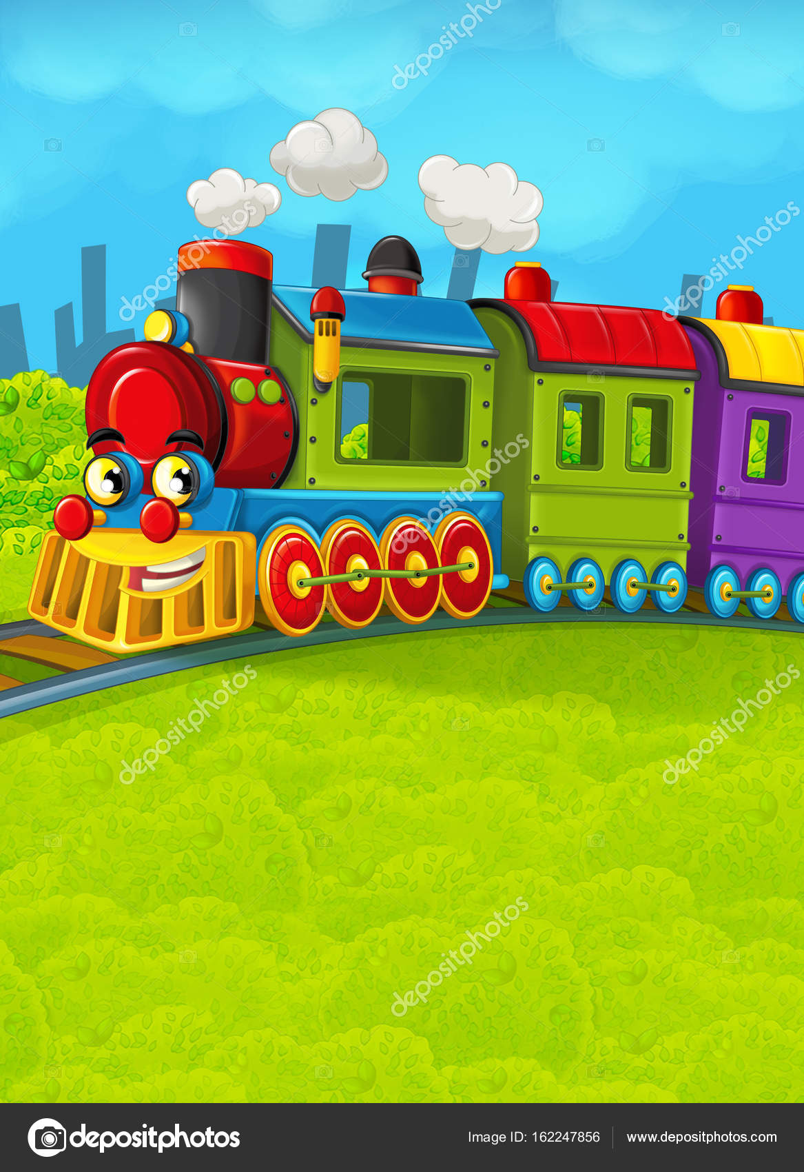 Cartoon train scene on the meadow Stock Illustration by ©illustrator ...
