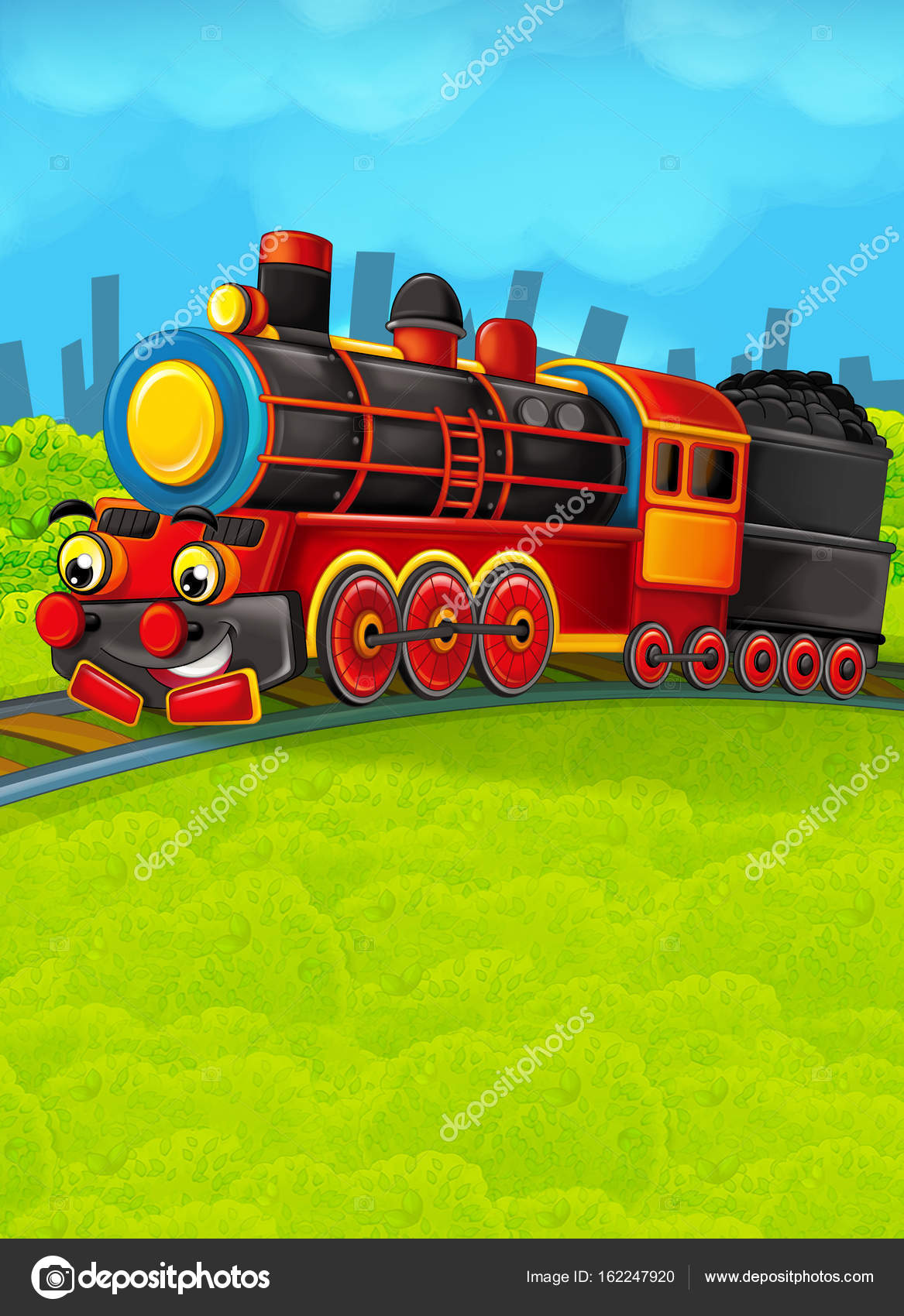 Cartoon train scene on the meadow Stock Illustration by ©illustrator ...