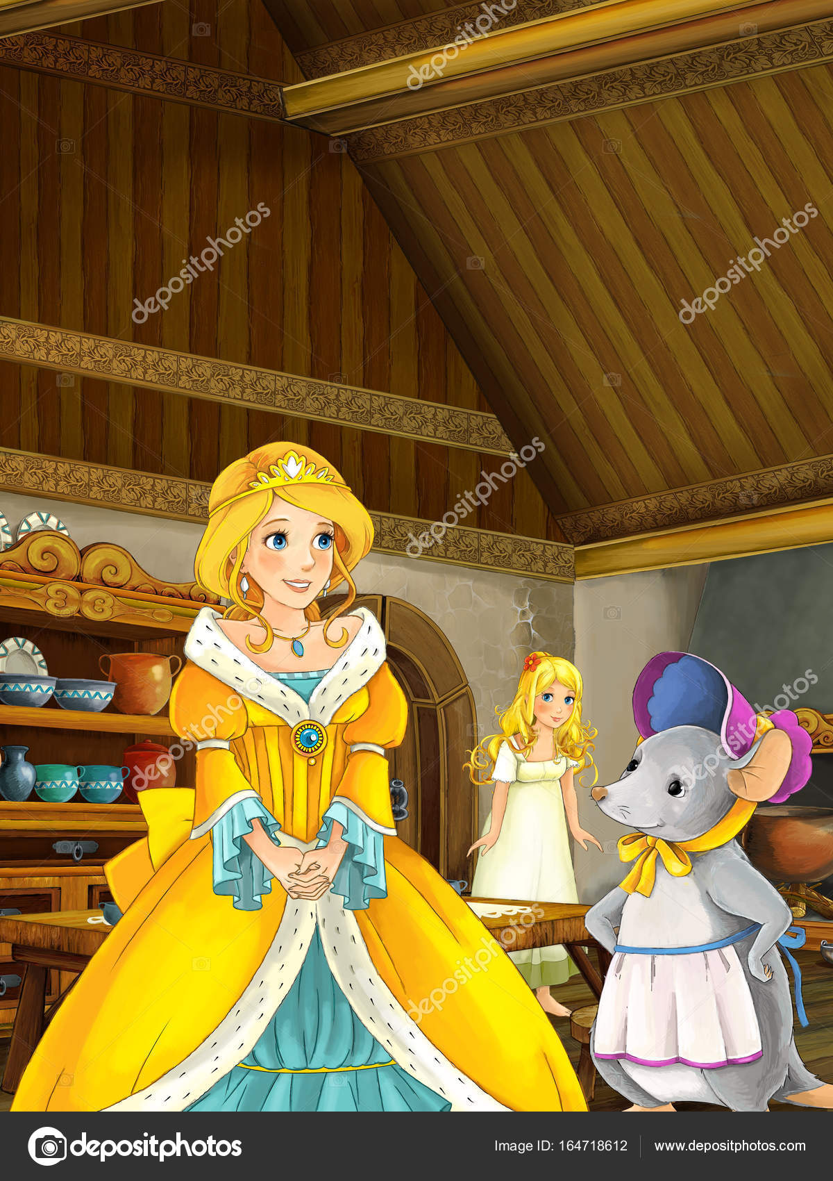 Princess talking to young girl and mouse Stock Photo by ©illustrator ...