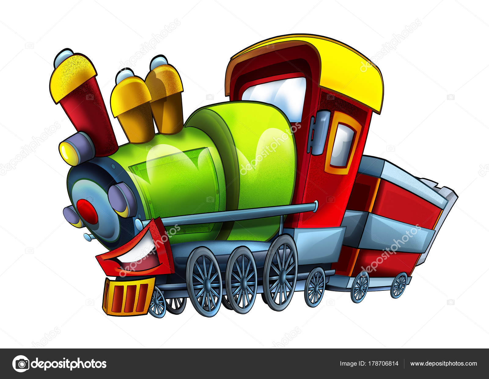 Cartoon Happy Locomotive Illustration Children Stock Illustration by ...