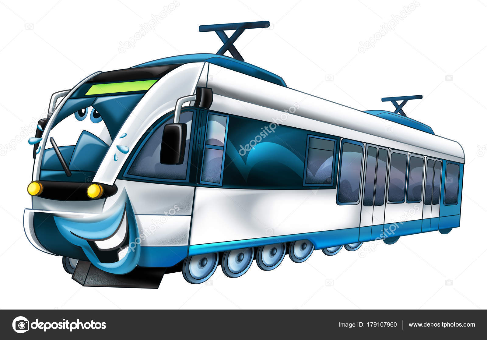 Cartoon Funny Happy Looking Fast Train Illustration Children Stock ...