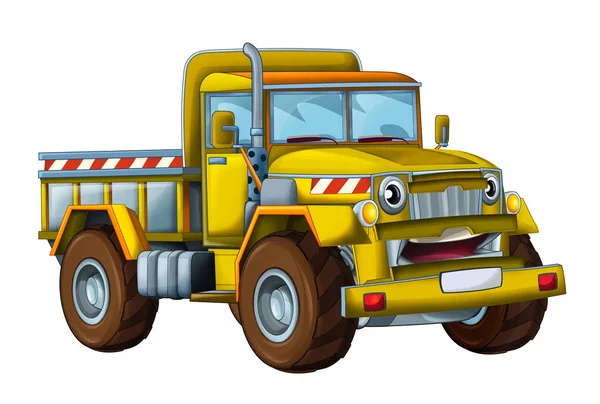 Cartoon Happy Funny Construction Site Truck White Background Smiling ...