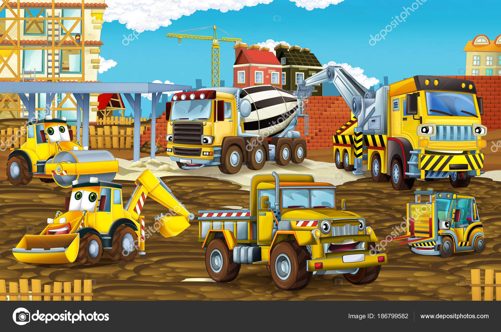 Cartoon Construction Vehicles