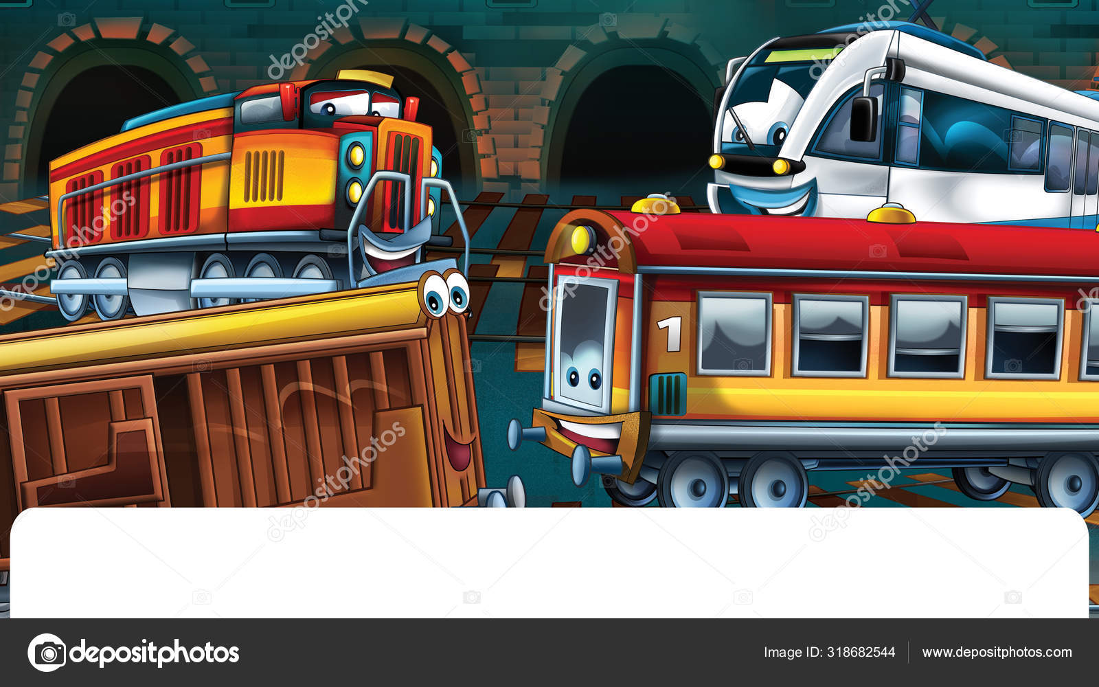 Cartoon funny looking train - illustration for children Stock ...