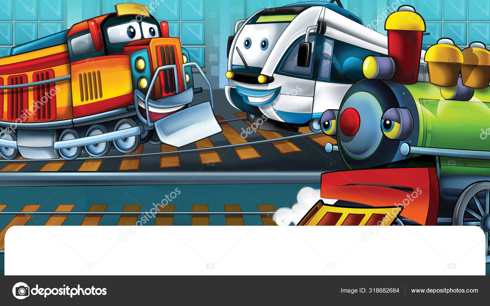 Cartoon funny looking train - illustration for children — Stock Photo ...