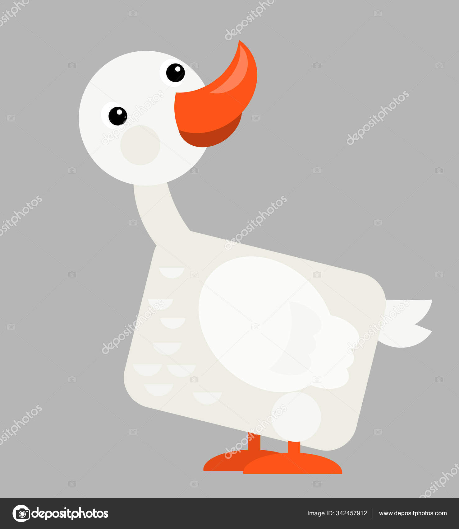 Cartoon scene with happy goose on flat background illustration Stock ...
