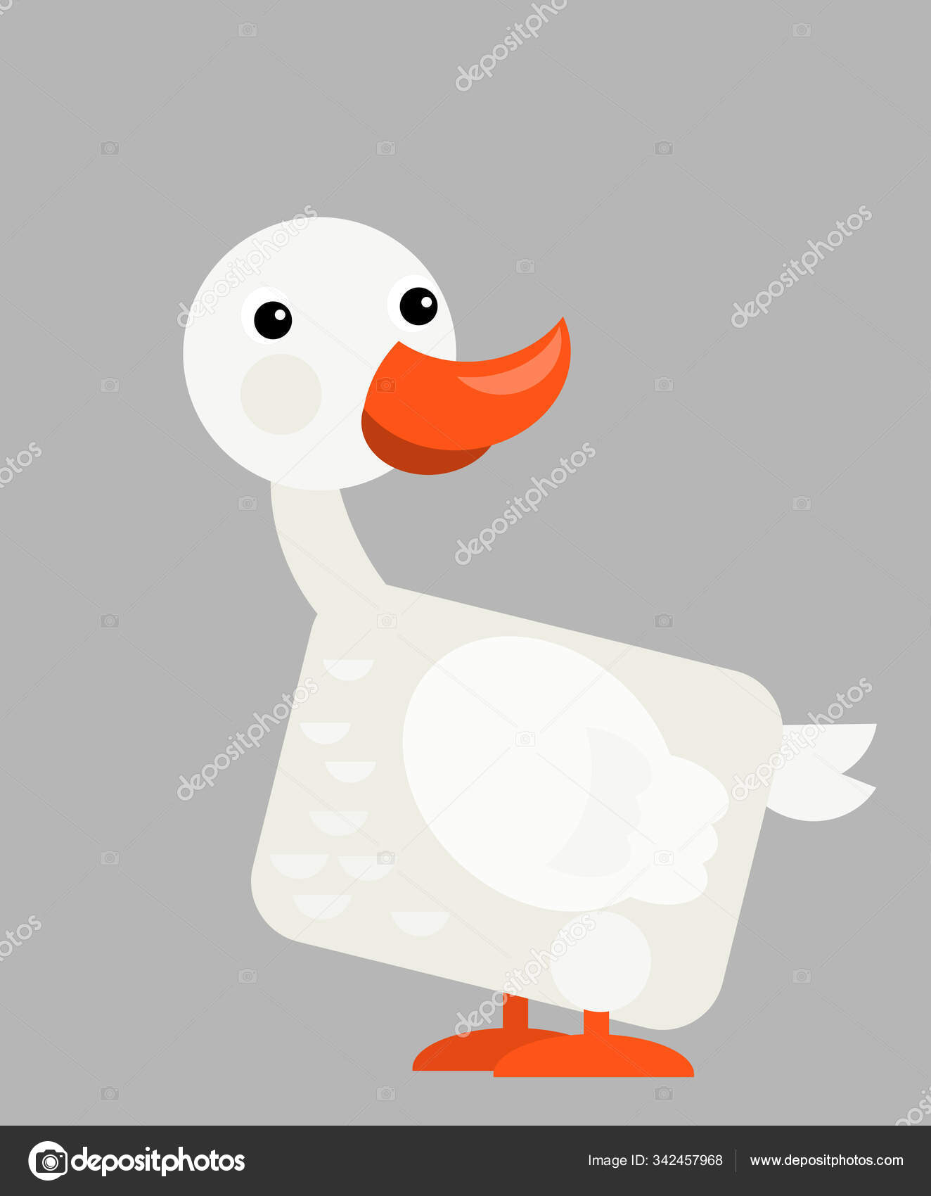 Cartoon scene with happy goose on flat background illustration Stock ...