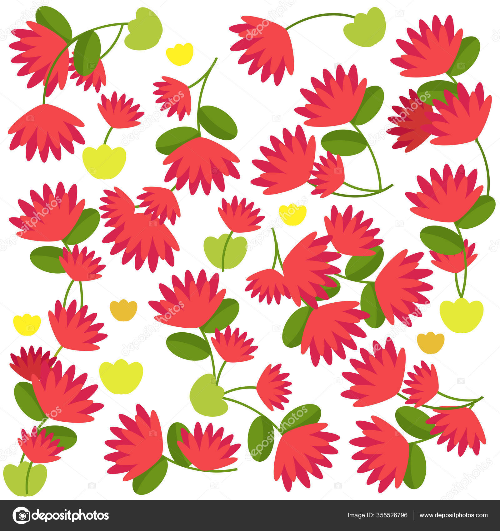 Cartoon Scene Beautiful Colorful Flowers White Background Illustration ...