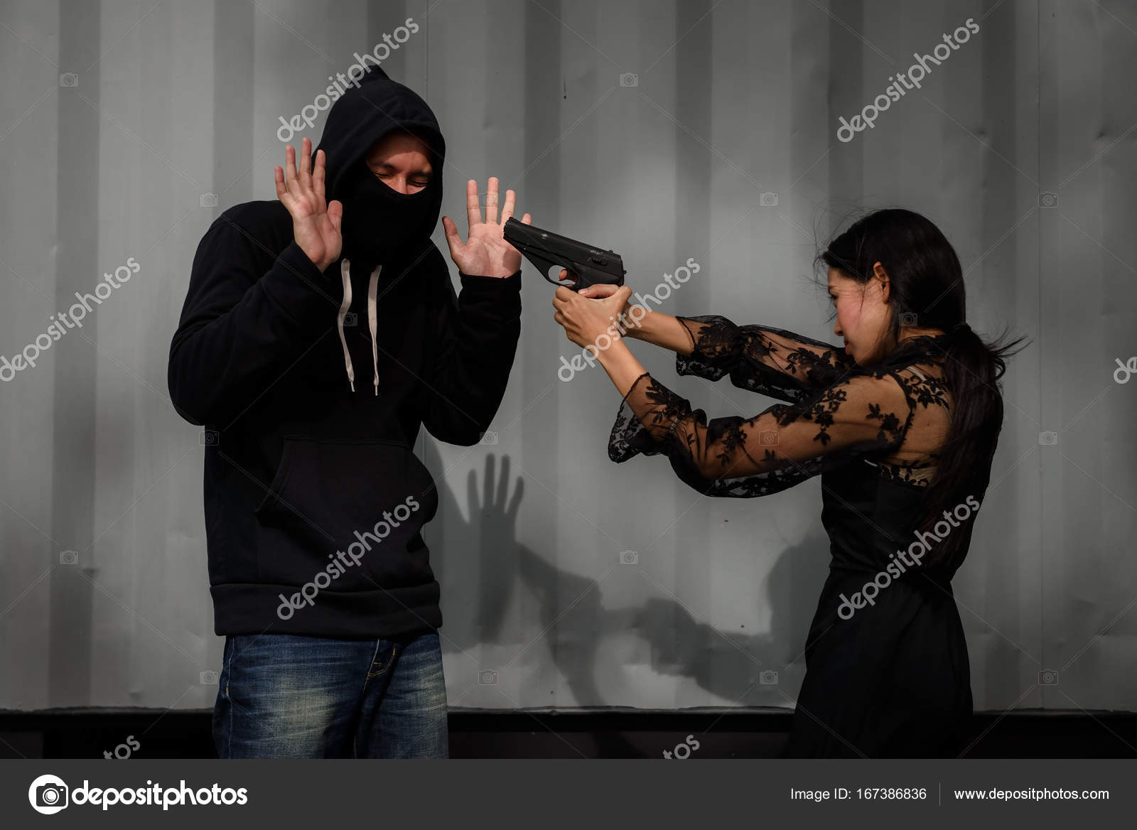 Robber Man arrested by female police Stock Photo by ©blanscape 167386836