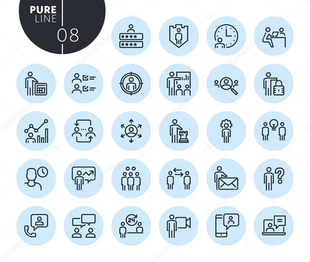 Colección de iconos de línea de gestión empresarial de primera calidad ...