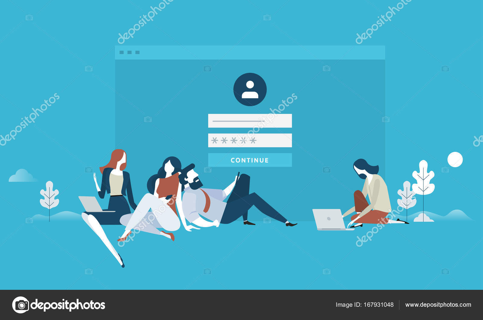 Login. Flat design business people concept for login form, internet ...