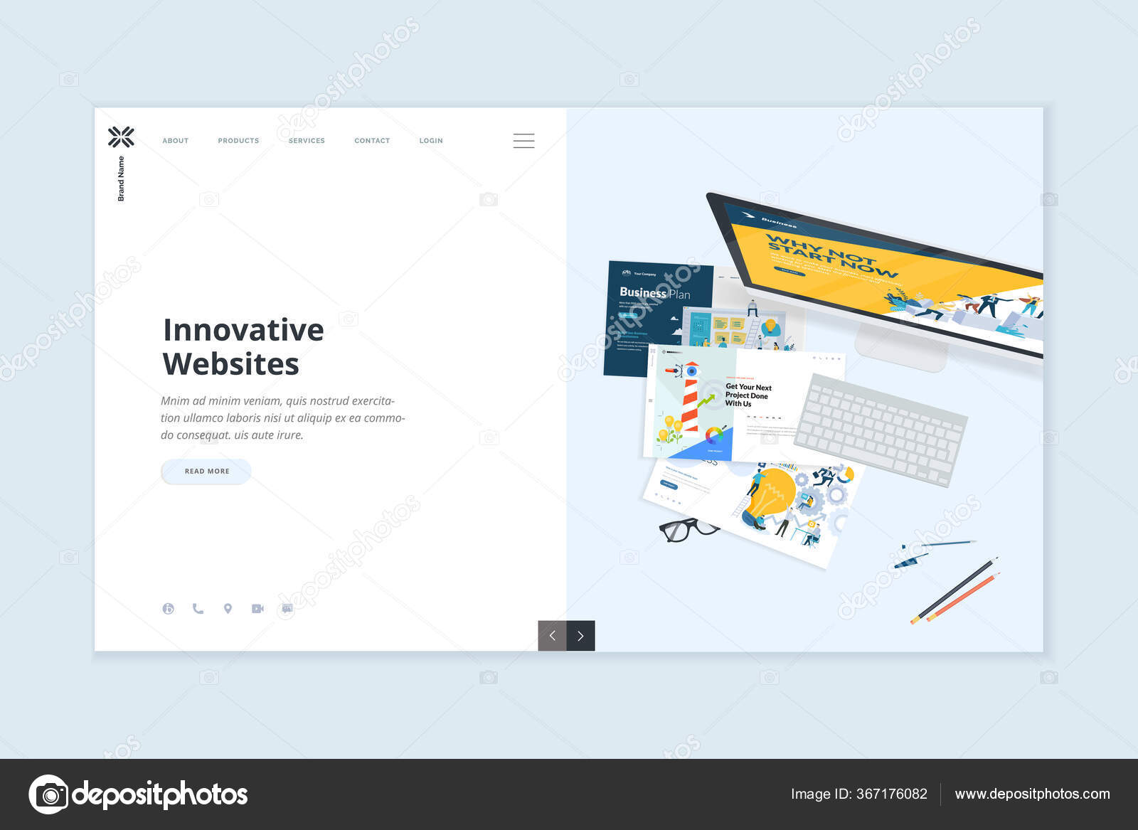 Website Template Design Modern Vector Illustration Concept Web Page ...