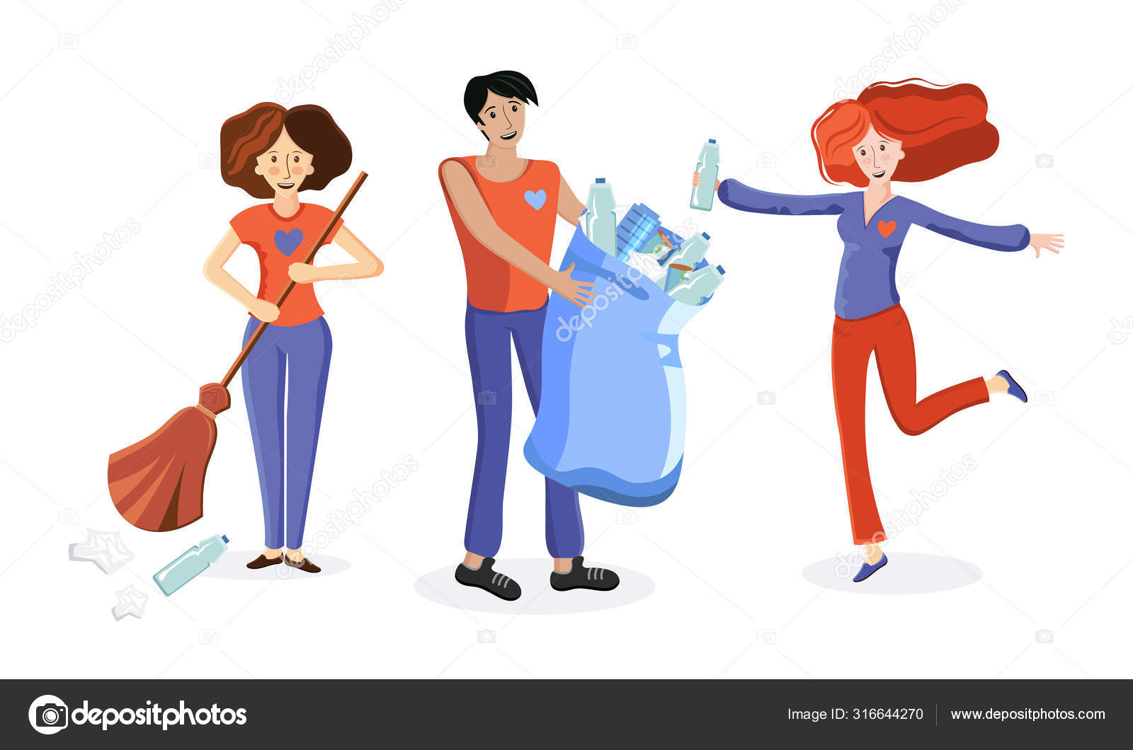 Animated People Picking Up Trash